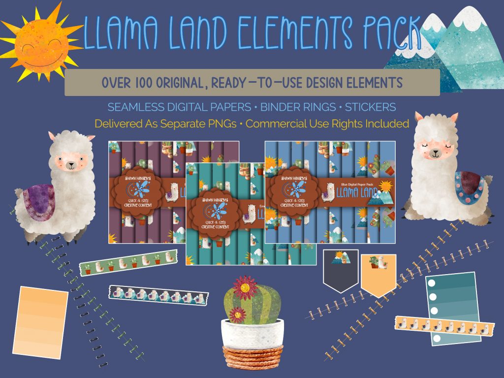 Llama Land Digital Elements Pack